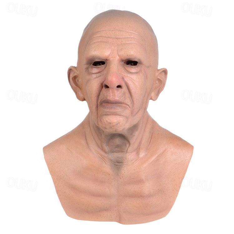 Realistic Face Mask Custom Realistic Human Mask Latex Horror Bald Old ...