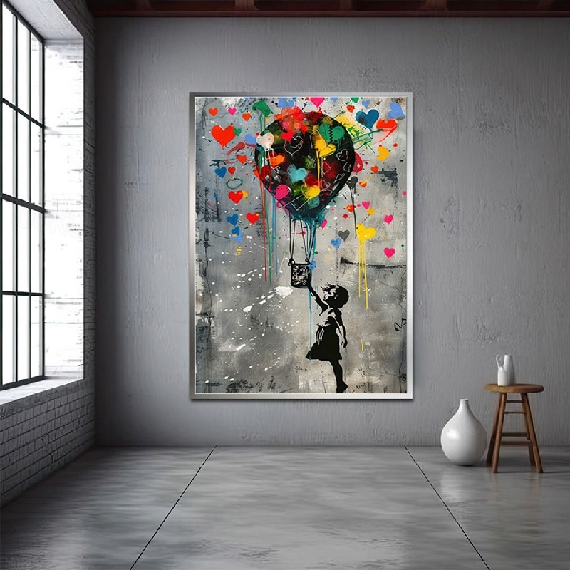 Banksy Ballong Jente Banksy Graffiti Art Abstrakt Jente Som Holder En