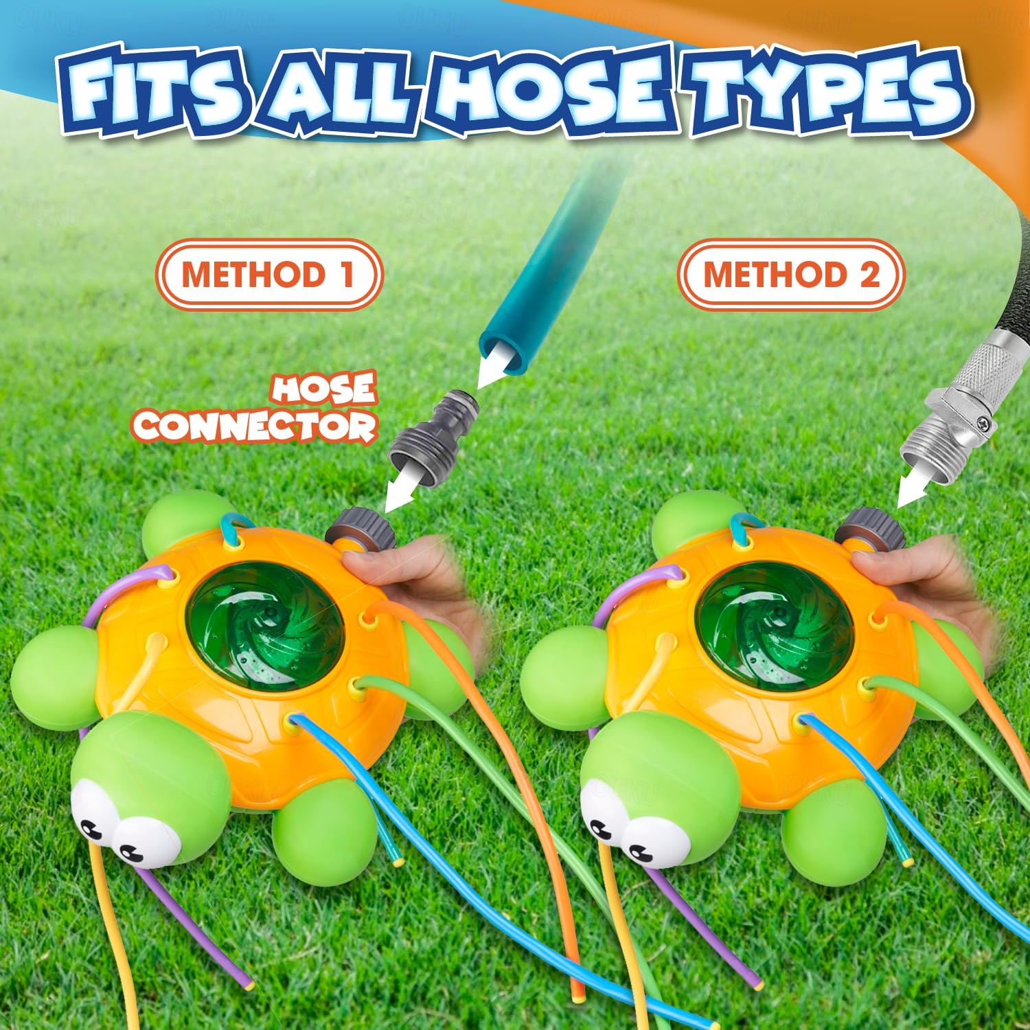 Water Sprinkler for Kids Toddler Outdoor Toys Backyard Spinning Turtle Kids Sprinkler Toy Summer Toys Splashing Fun Attaches to Garden Hose Kids Outdoor Toys 2024 JP 2072