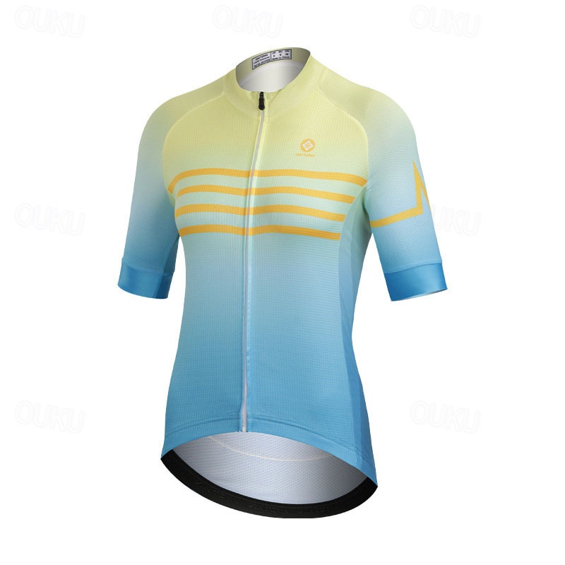 XINTOWN Women s Cycling Jersey Short Sleeve Bike Tee Tshirt Jersey with 3 Rear Pockets Mountain Bike MTB Breathable Quick Dry Anatomic Design Wicking Pink Blue Sky Blue Gradient Sports Clothing 2025 U...