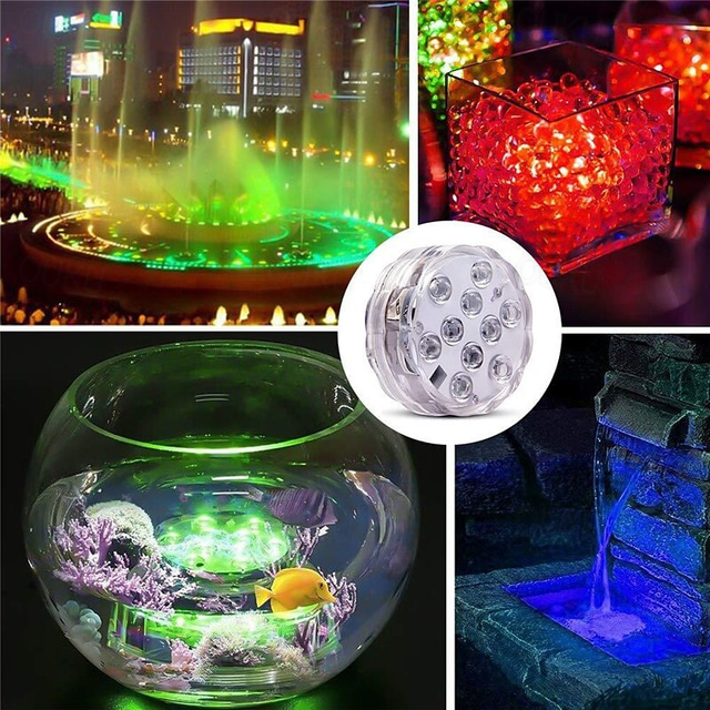 Outdoor Submersible LED Lights Waterproof 10 LED RGB Underwater Fishing ...