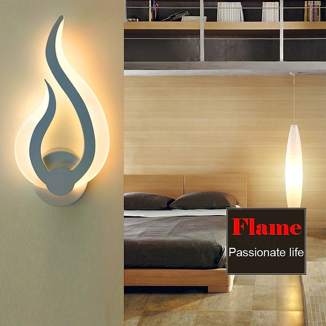 LED Light Modern Wall Lamp Acrylic Sconce 10W IP44 Flame Shape Indoor ...