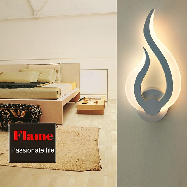 LED Light Modern Wall Lamp Acrylic Sconce 10W IP44 Flame Shape Indoor ...
