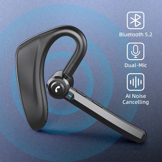 Dual-Mic AI Noise Cancelling Bluetooth Headset for Cell Phones, 30Hrs ...