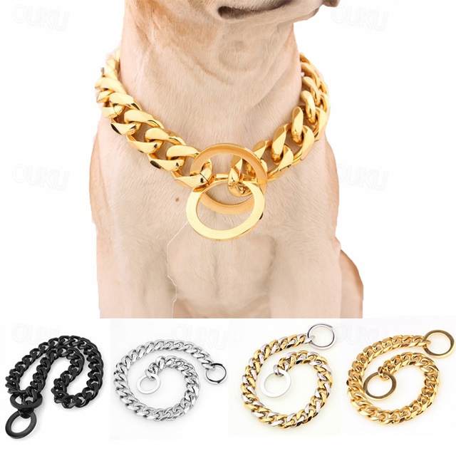 15mm Ebay Titanium Steel Stainless Steel Golden Pitbull Pet Large Dog ...