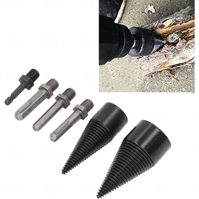 Firewood Log Splitter Splitting Drill Set 6pc Household Electric Split ...
