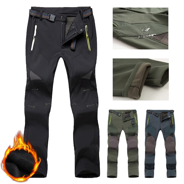 Herren Wasserdichte Wanderhose Fleece Gefütterte Hose Softshellhosen