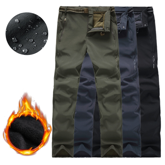 Herren Wasserdichte Wanderhose Fleece Gefütterte Hose Softshellhosen