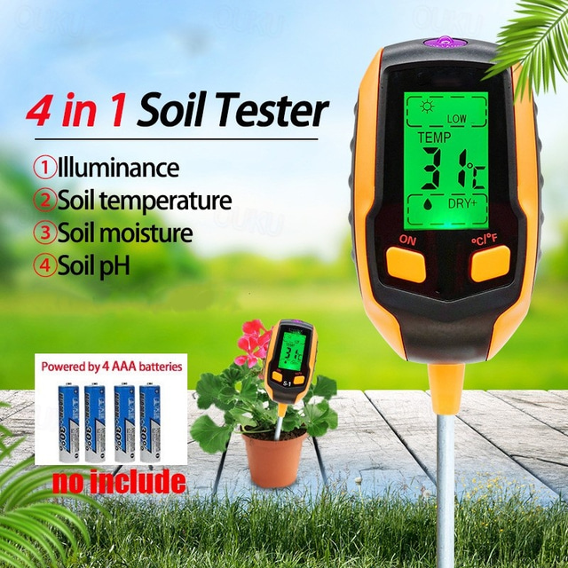 4-in-1 Soil Moisture Meter Inspection Plant Temperature/Soil Moisture ...