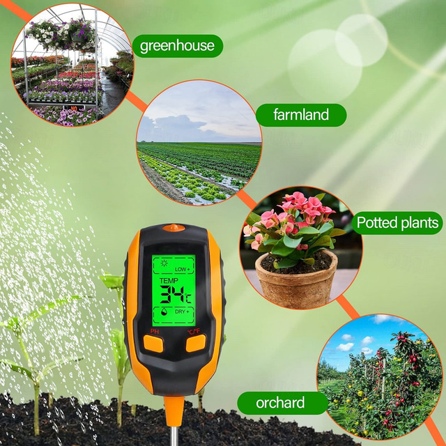 4-in-1 Soil Moisture Meter Inspection Plant Temperature/Soil Moisture ...