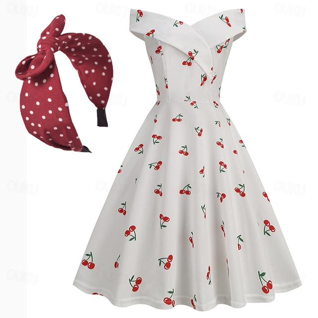 50s A-Line Dress 1950s Grease Outfits Vintage Elegant Summer Cocktail ...