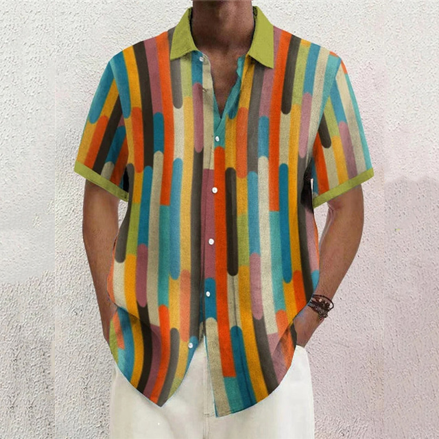 Homme Chemise Floral Papillon Dégradé Imprimés Photos Col Rabattu
