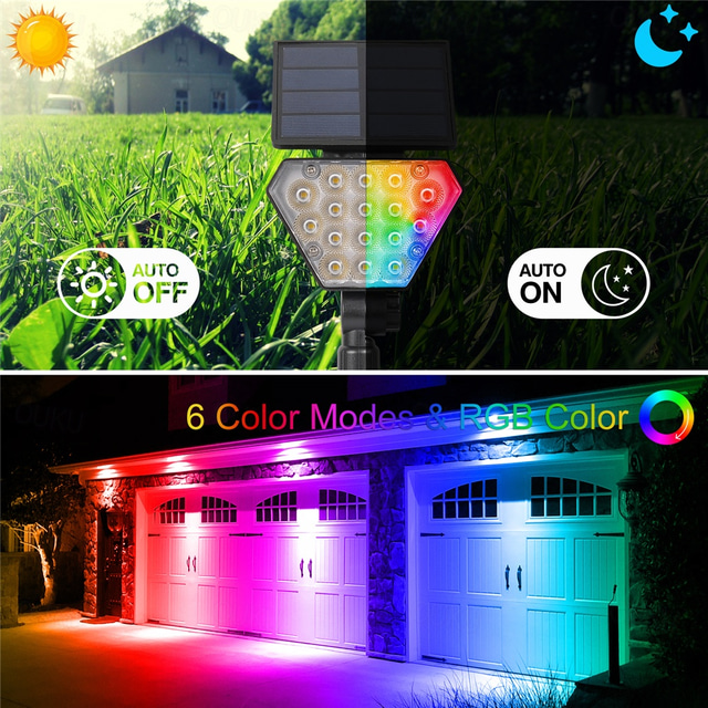 Colorful RGB Solar Lawn Lamp Ground Plug-in Floodlight Outdoor High ...