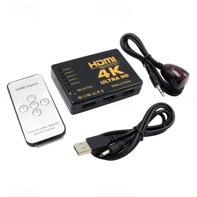 (5-In/1-Out) HDMI Switcher Supports 4K Ultra HD Resolution Auto ...