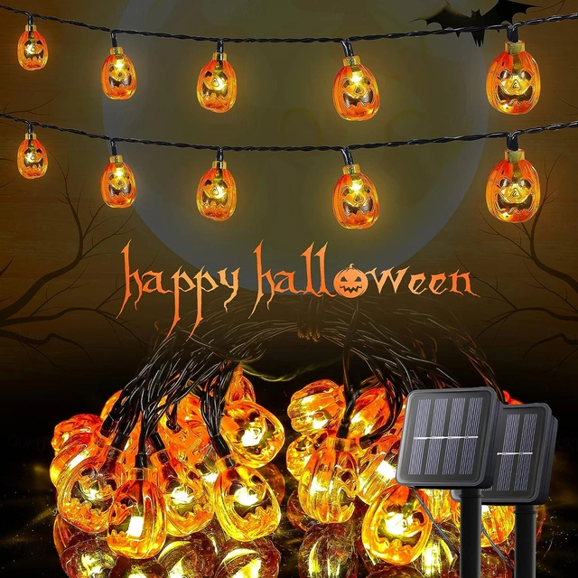 Halloween String Lights Solar Powered Pumpkin Lights 5m 20LEDs Outdoor ...