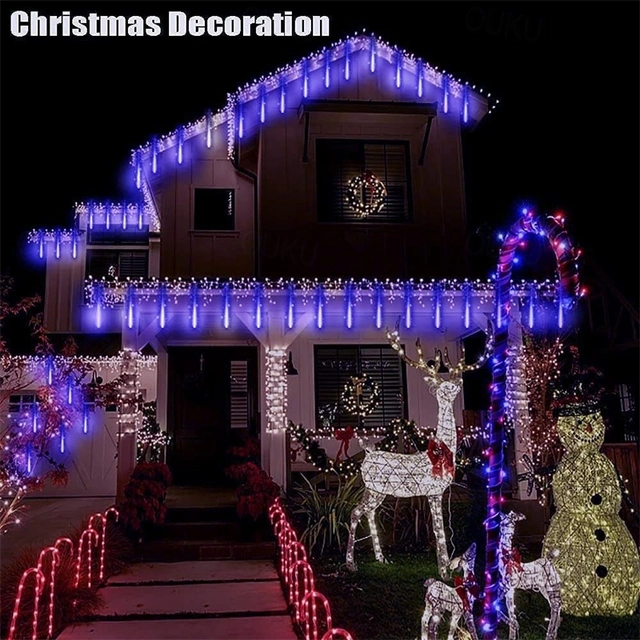 Lights Outdoor Meteor Shower Lights Falling Rain Lights 80cm 8 Tube 576 ...