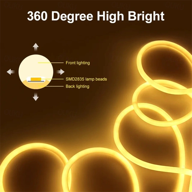 360 Round Neon Led Light Strip 220V-240V Tube Flexible Rope Lights ...