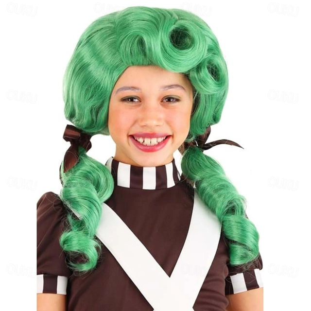 Carnival Wig Green Curly Long Synthetic Festival Wig Mardi Gras Parade ...