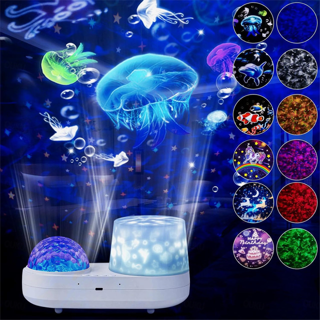 Ocean Light Projector Jellyfish Lamp for Bedroom 360 Degree Rotating ...