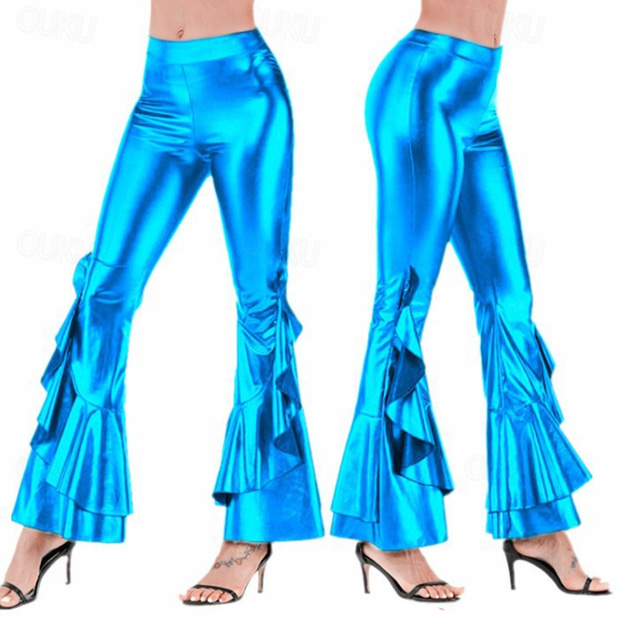 1980s Hip Pop Bell Bottom Pants Abba Costume Solid Color Women's ...