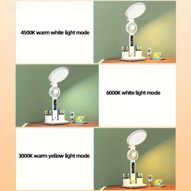 Table Lamp LED Multifunction Foldable Touch With Calendar Clock USB ...