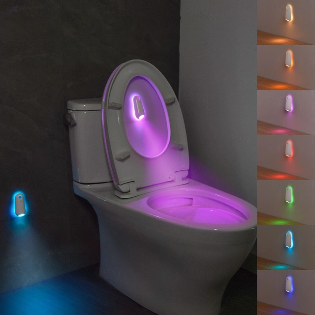 RGB Infrared Motion Sensor Night Light, Rechargeable LED Toilet Night ...