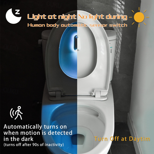 RGB Infrared Motion Sensor Night Light, Rechargeable LED Toilet Night ...