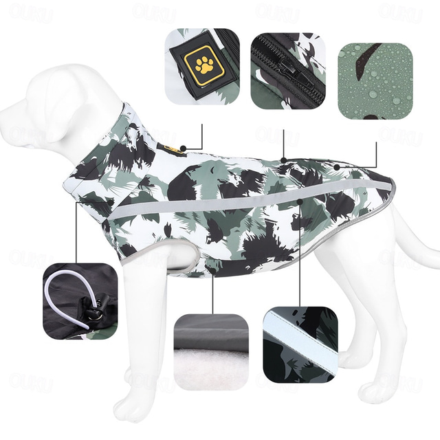 Dog Coat Jacket Parka Jacket with Harness Reflective Warm Water ...