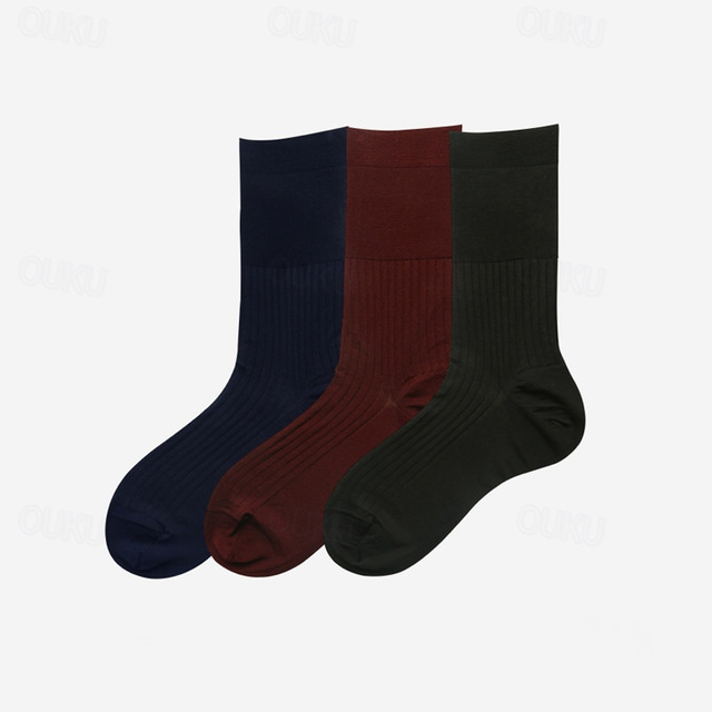 Men's 1 Pair Socks Black Navy Blue Color Solid Color Formal Wedding ...