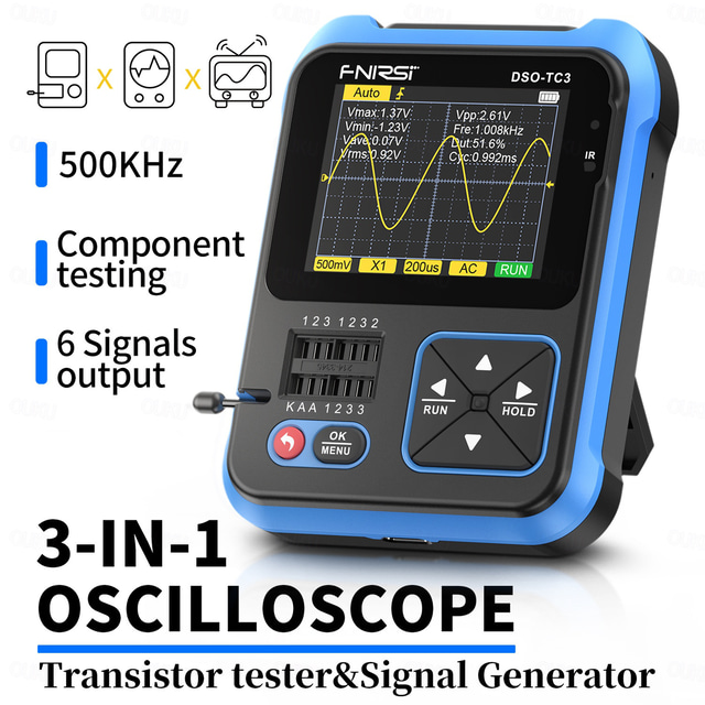 3-in-1 Digital Oscilloscope Portable Handheld Oscilloscope 500 kHz ...