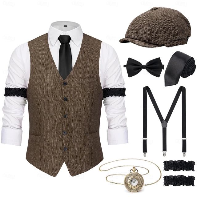 Roaring 20s 1920s Retro Vintage Outfits Waistcoat Accessories Set ...