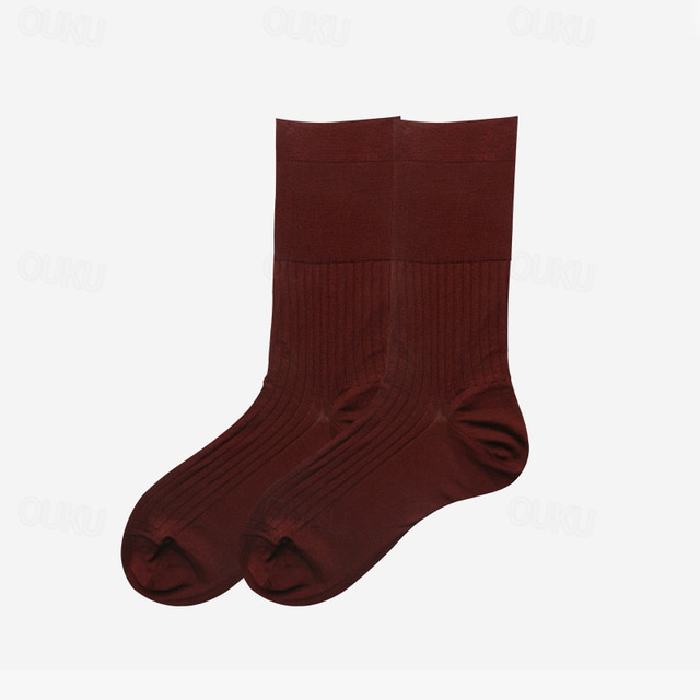 Men's 1 Pair Socks Black Navy Blue Color Solid Color Formal Wedding ...