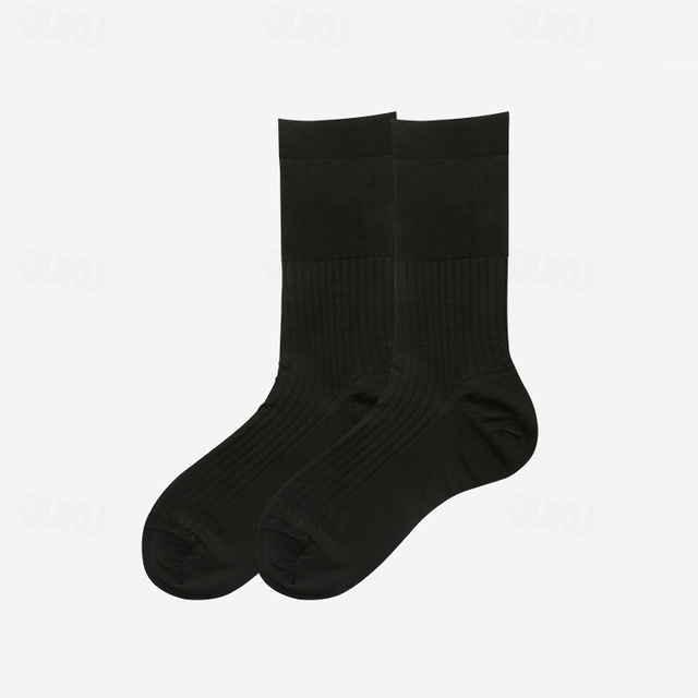Men's 1 Pair Socks Black Navy Blue Color Solid Color Formal Wedding ...