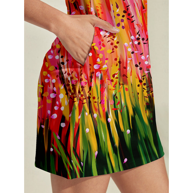 Women's Golf Dress Red Long Sleeve Ladies Golf Attire Clothes Outfits ...