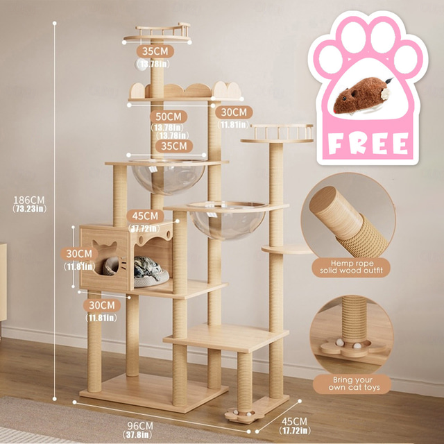 73 Inches Cat Tree/Cat Tree House and Towers for Large Cat/Cat Climbing ...