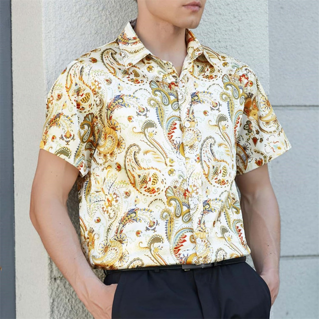 Retro Vintage 1970s Shirt Aloha Shirt Hippie Paisley Fancy Dress Men's ...