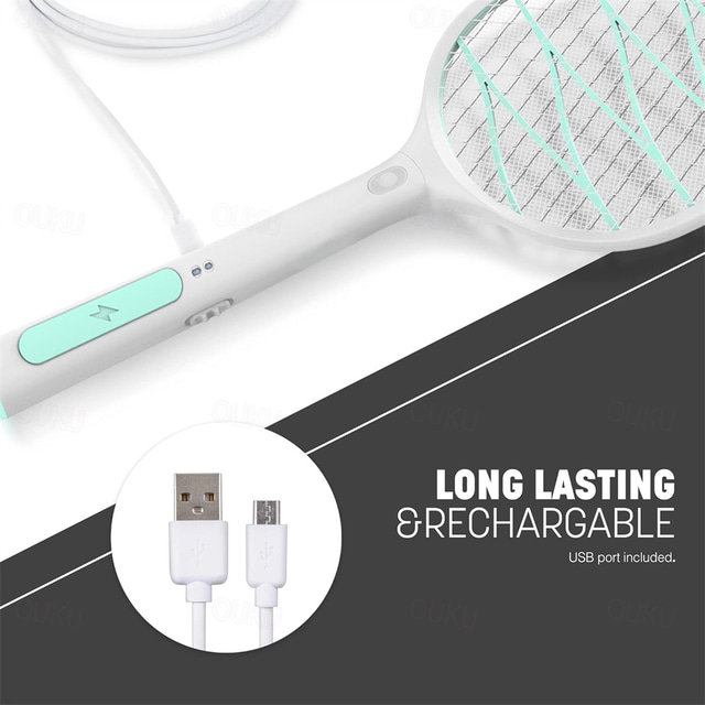 Electric Mosquito Swatter Racket Handheld Fly Insect Bug Zapper Bat