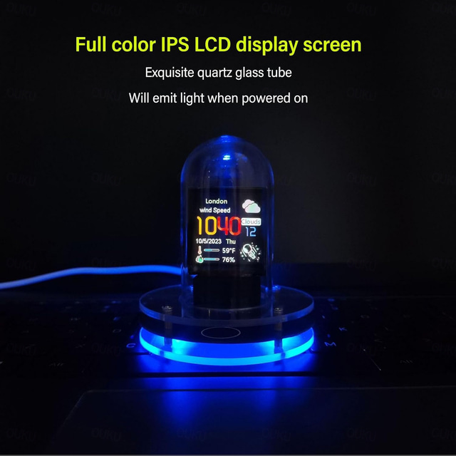 LED Night Lights WiFi-Synced Nixie Tube Clock 1.54 Inch LCD Screen ...