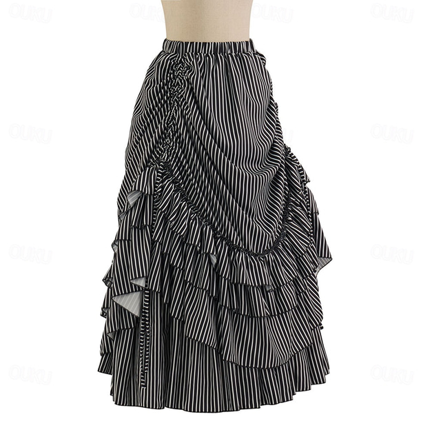 Retro Vintage Punk & Gothic Medieval Skirt Goth Girl Flounced Stripes ...
