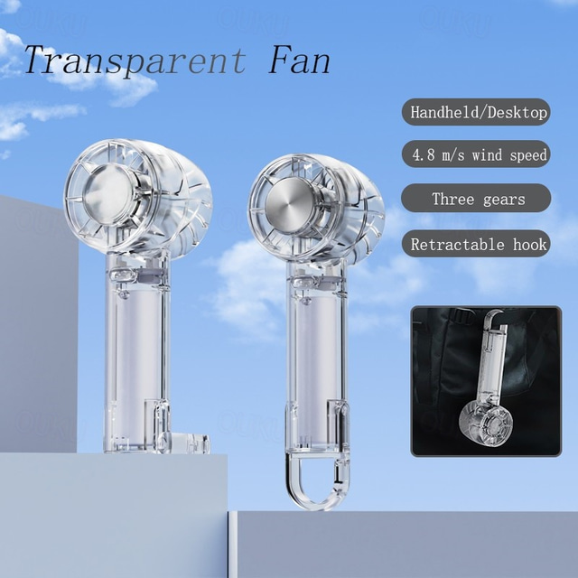 Foldable Desktop & Handheld Transparent Fan – 3-Speed Turbo Cooling ...