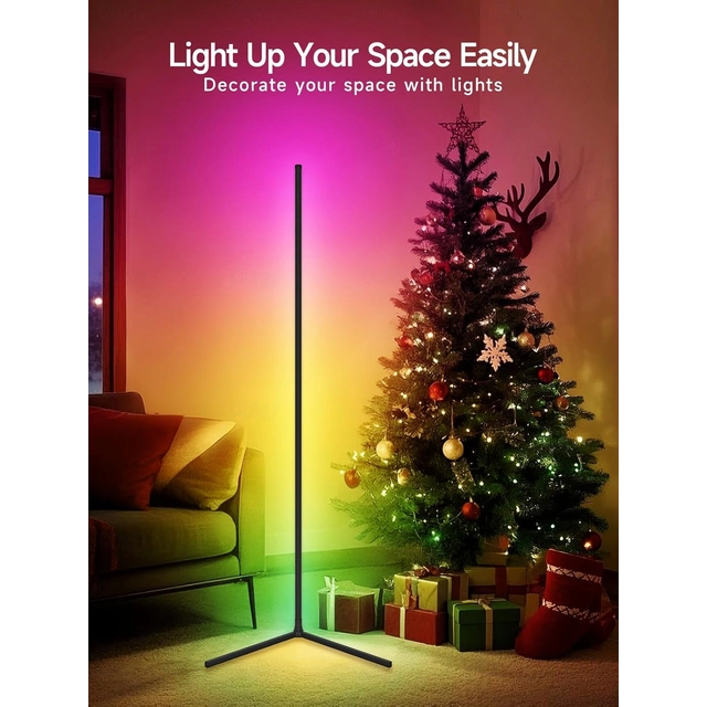 Corner Floor Lamp 1 Pack, RGB LED Corner Lamp with Remote Control Color ...