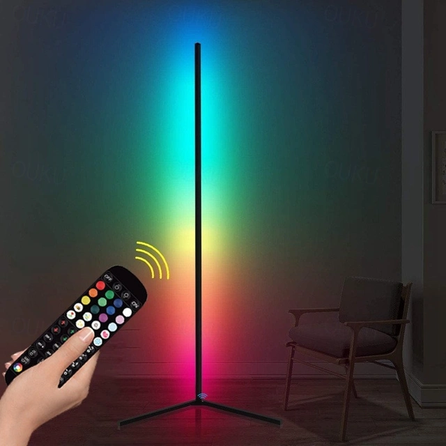Corner Floor Lamp 1 Pack, RGB LED Corner Lamp with Remote Control Color ...