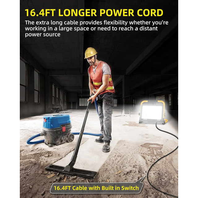 LED Work Light Portable Work Light with Cord, IP66 Waterproof Flood ...