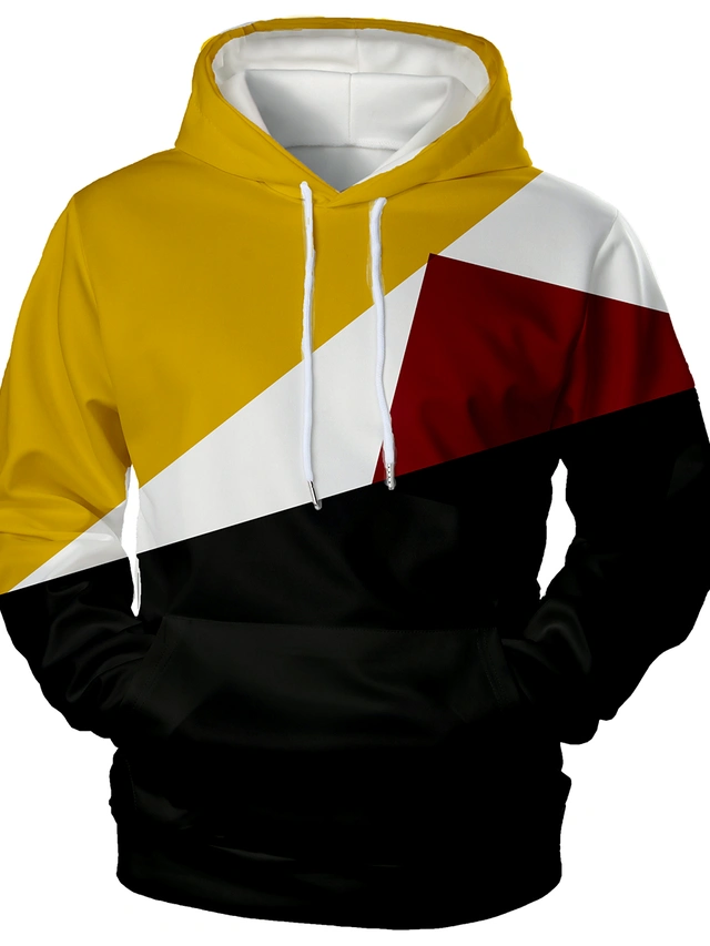 Men's Hoodie Sweatshirt 3D Print Designer Graphic Yellow Print Hooded ...