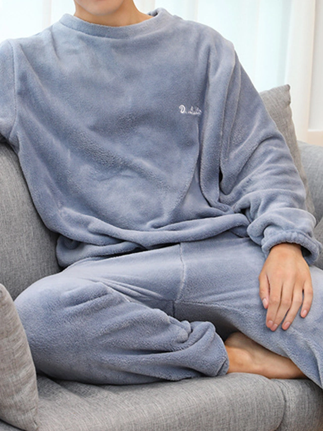 Men's Pajamas Loungewear Sets Sleepwear Letter Pure Color Fashion ...
