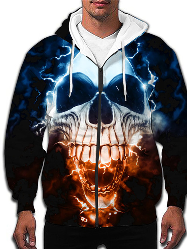 Men's Full Zip Hoodie Jacket Zipper Print Designer Casual Big and Tall ...