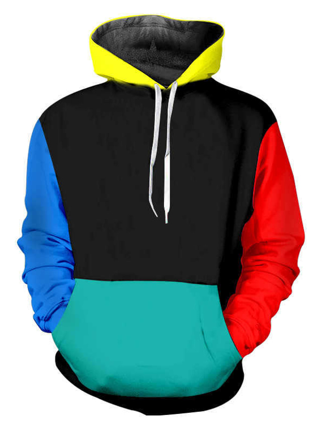 Homme Sweat à Capuche Design Casual Grand Et Grand Graphic Bloc De