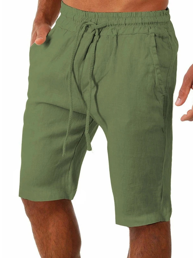 Men's Shorts Linen Shorts Straight Elastic Drawstring Design Sports ...