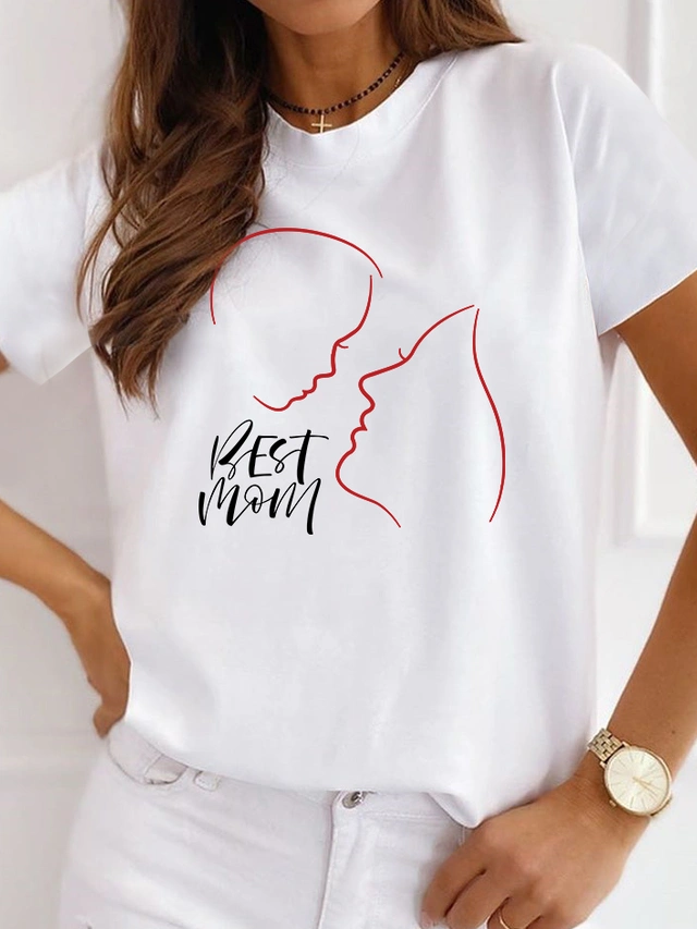 Women's T shirt Tee Designer Hot Stamping Text Portrait Short Sleeve ...