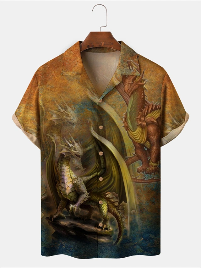Homme Chemise Chemisette Chemise d'été Chemise graphique Dragon Col ...